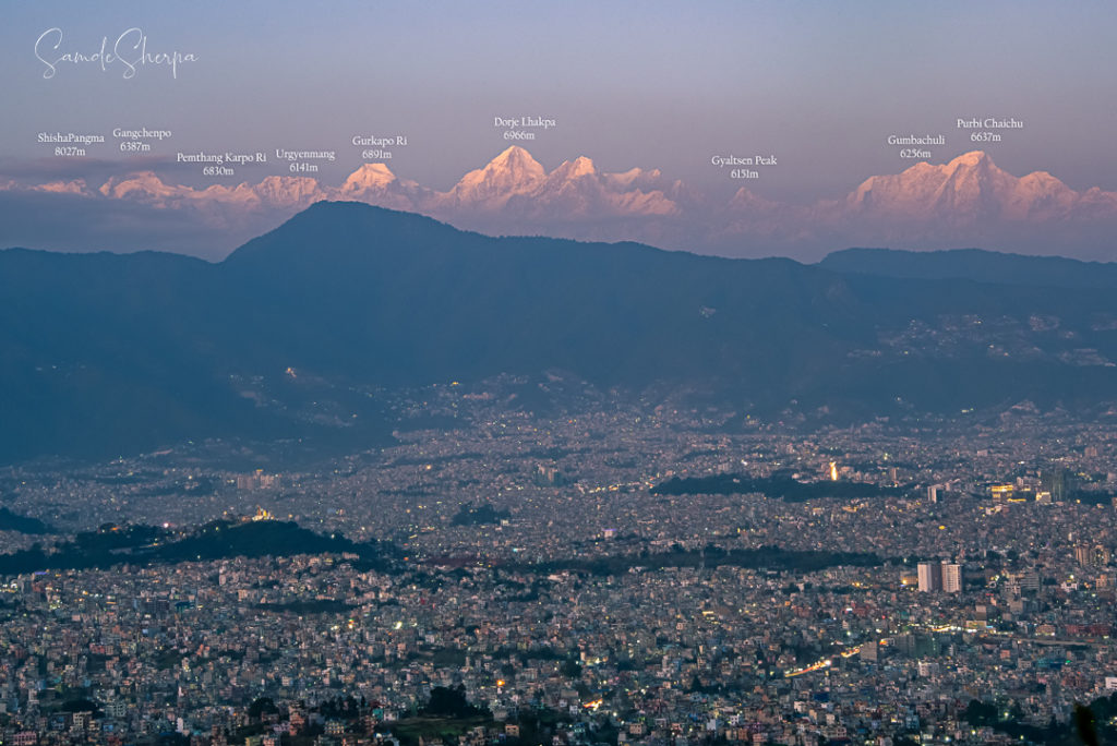 Mount Everest, Annapurna Range, Manaslu Range & Ganesh Himal seen from ...